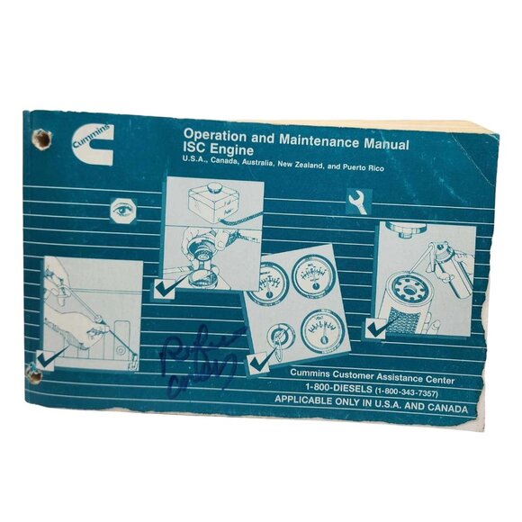 Cummins Engine Company | Other | Vtg 999 Cummins Isc Engine Operation And Maintenance Manual ...